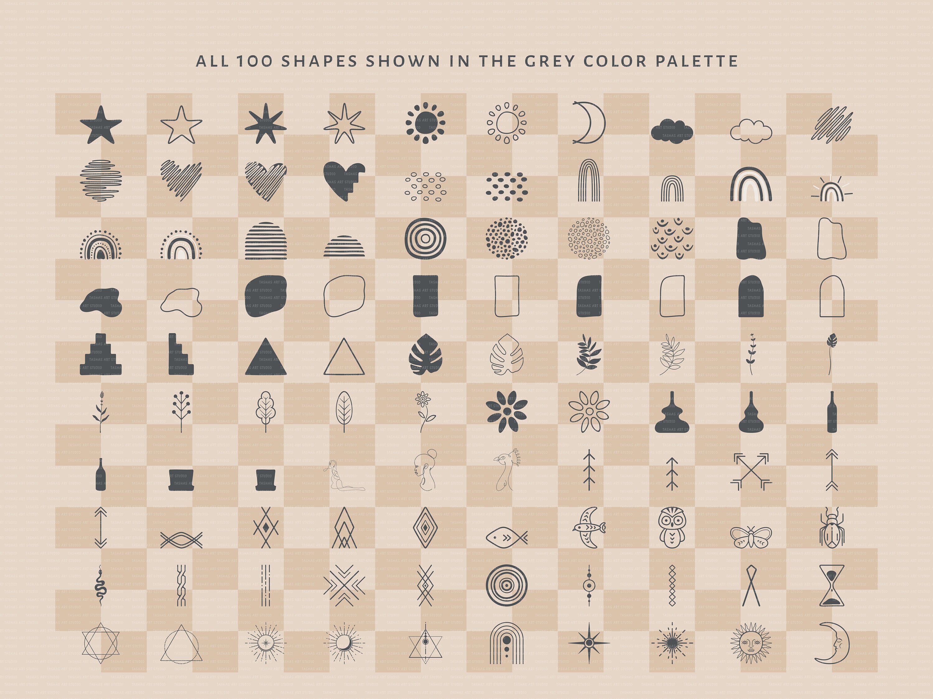 Boho Shapes Clipart Bundle Abstract Bohemian Modern Collage - Etsy