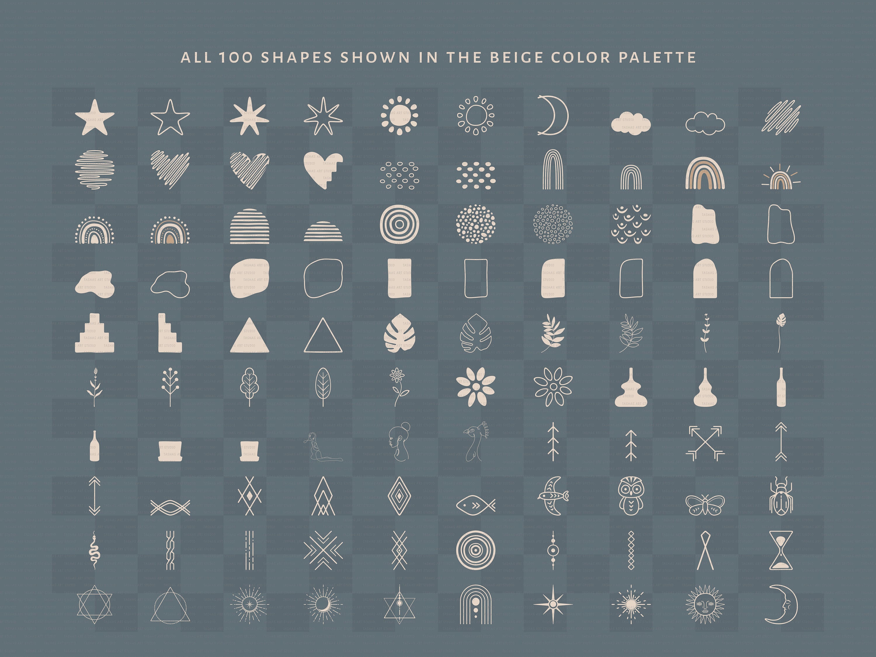 Boho Shapes Clipart Bundle Abstract Bohemian Modern Collage - Etsy