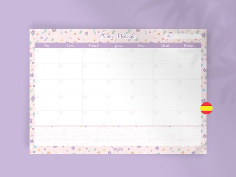 Calendario Mensual 2024 Descargable e Imprimible | Planner sin fechas ...