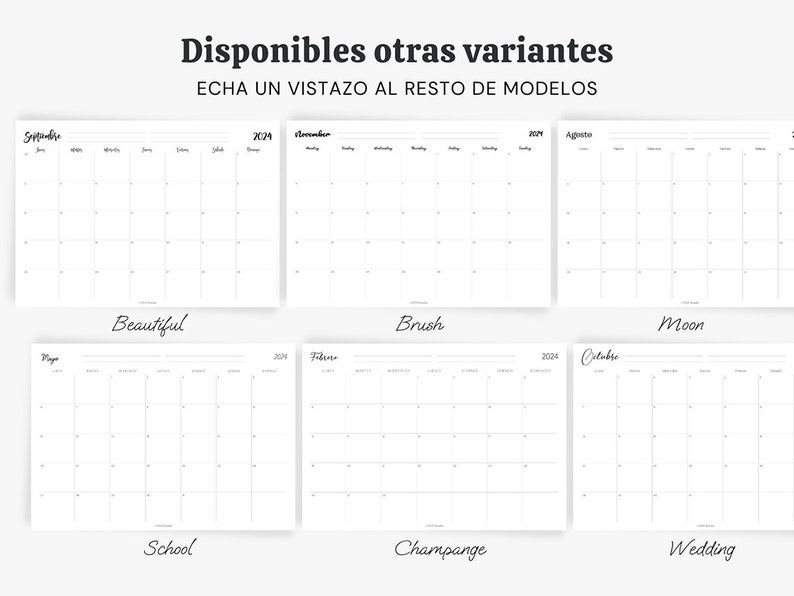 Planner Mensual Descargable 2024, Planner Imprimible 2024 | A3, A4 y ...