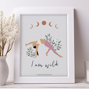 Yoga Wall Art, Positive Affirmation, Yoga Poster, Wild Thing Yoga Pose ...