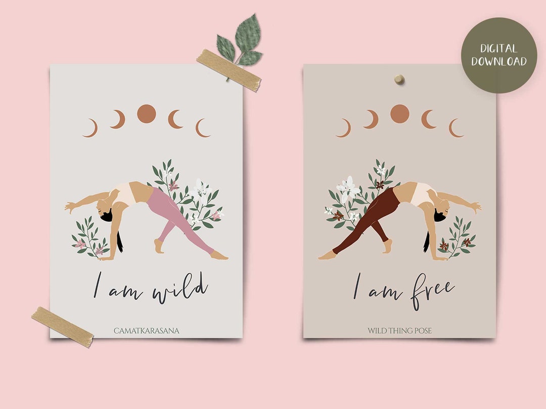 Yoga Wall Art, Positive Affirmation, Yoga Poster, Wild Thing Yoga Pose ...