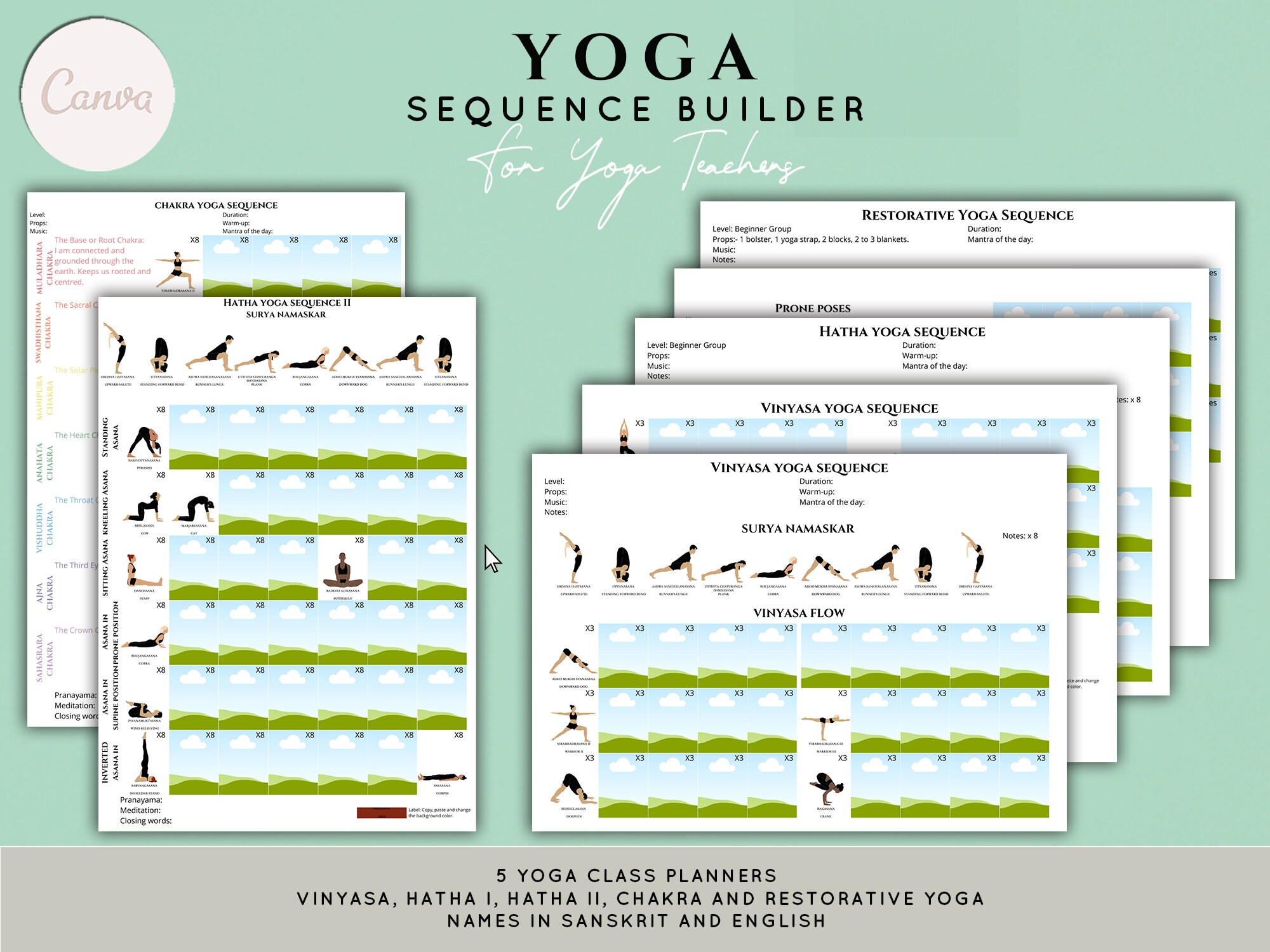 Yoga Sequence Builder Yoga Class Planner Yoga Class Sequence Planner Yoga Teacher Plans Yoga ...