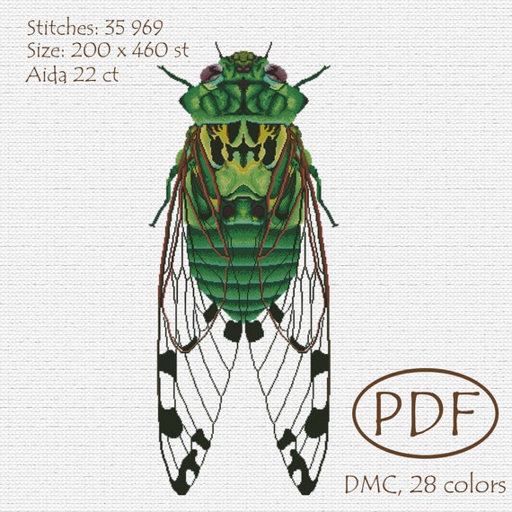 Cicada Cross Stitch Pattern Insect Cross Stitching Modern - Etsy