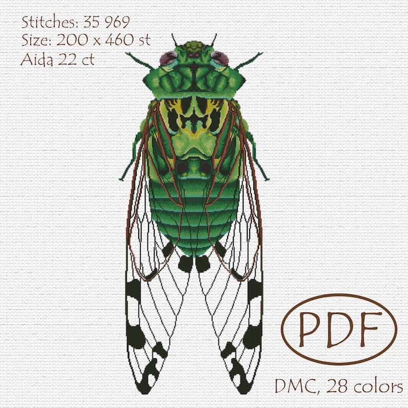 Cicada Cross Stitch Pattern Insect Cross Stitching Modern - Etsy