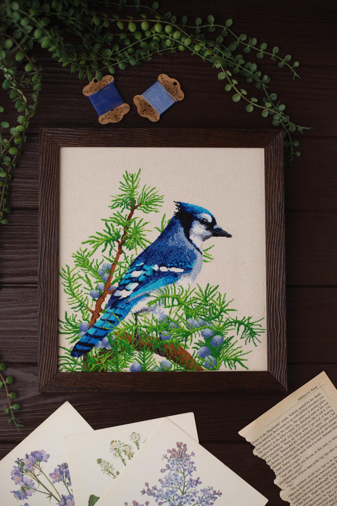 Blue Jay Embroidery Kit, Advanced Cross Stitch Pattern, 40 Pages of ...