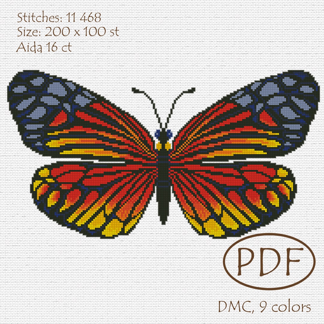 Moth Harlequin Cross Stitch Pattern, Insect Pattern, Counted Cross ...