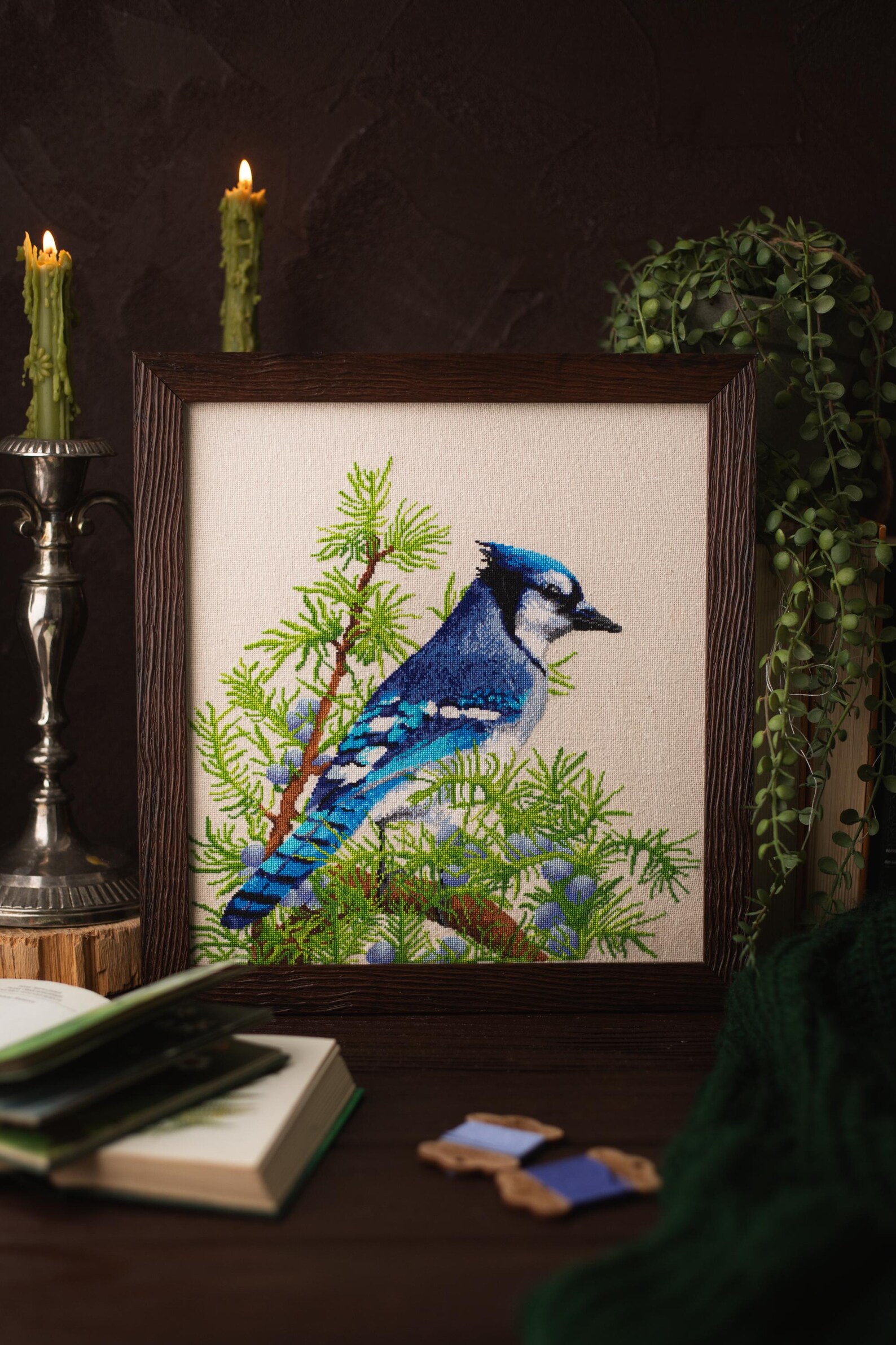 Blue Jay Embroidery Kit, Advanced Cross Stitch Pattern, 40 Pages of ...