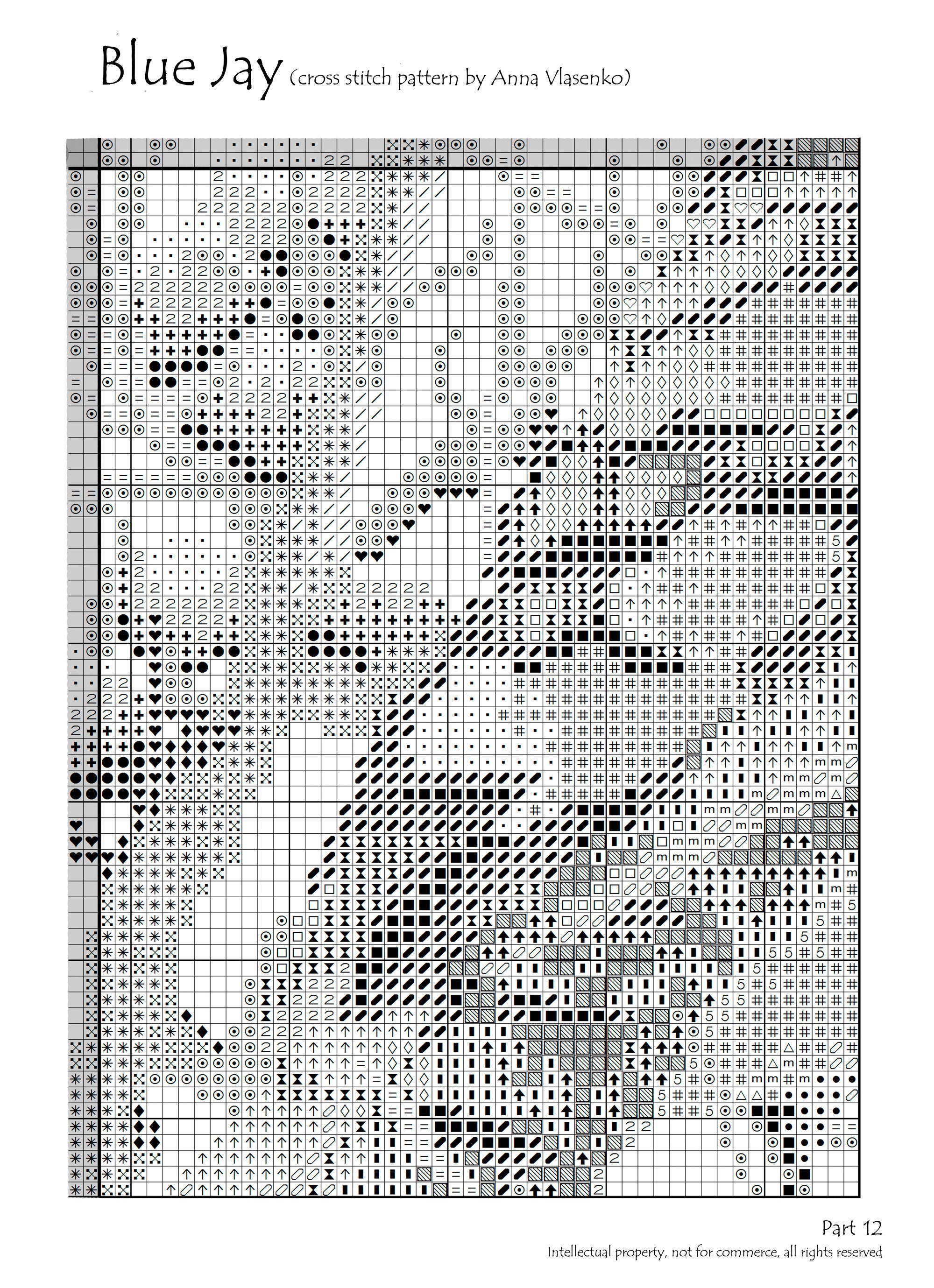 Blue Jay Cross Stitch Pattern, Blue Bird Cross Stitch, Blue Jay ...