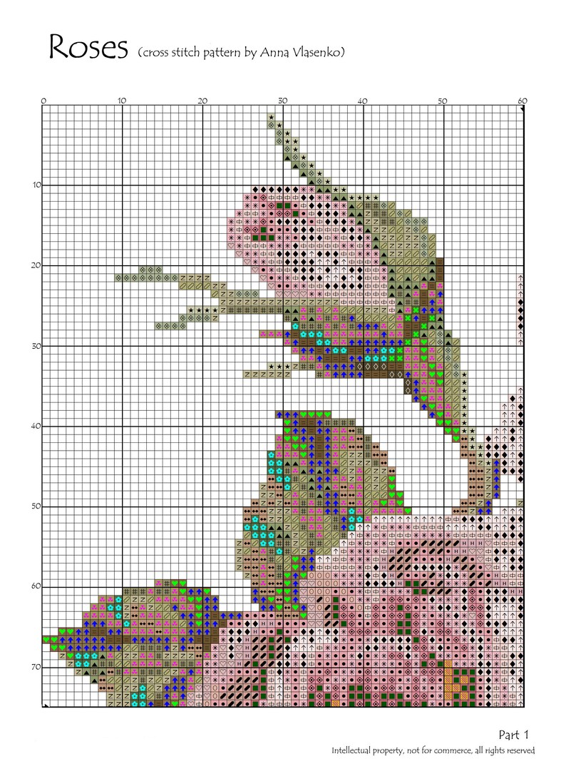 Roses Cross Stitch Pattern, Rose Flower Embroidery, Instant Downloasd ...