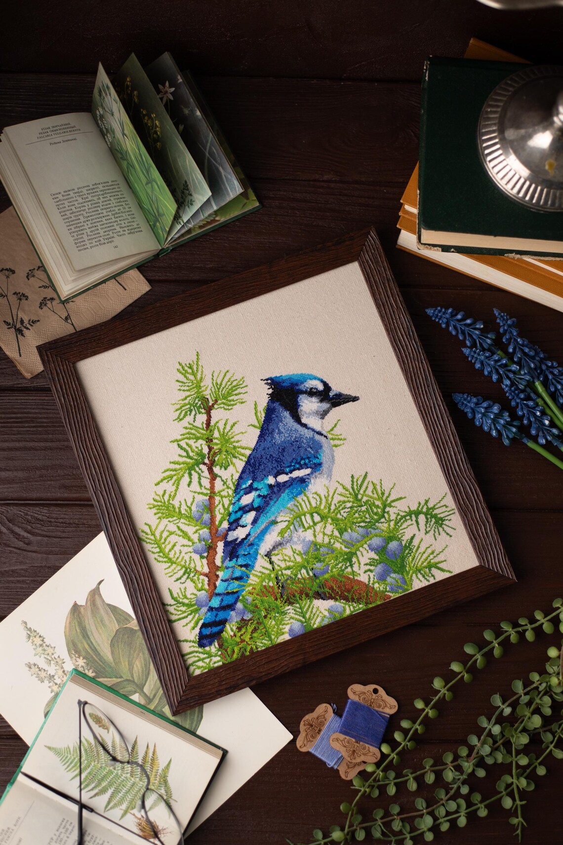 Blue Jay Embroidery Kit, Advanced Cross Stitch Pattern, 40 Pages of ...