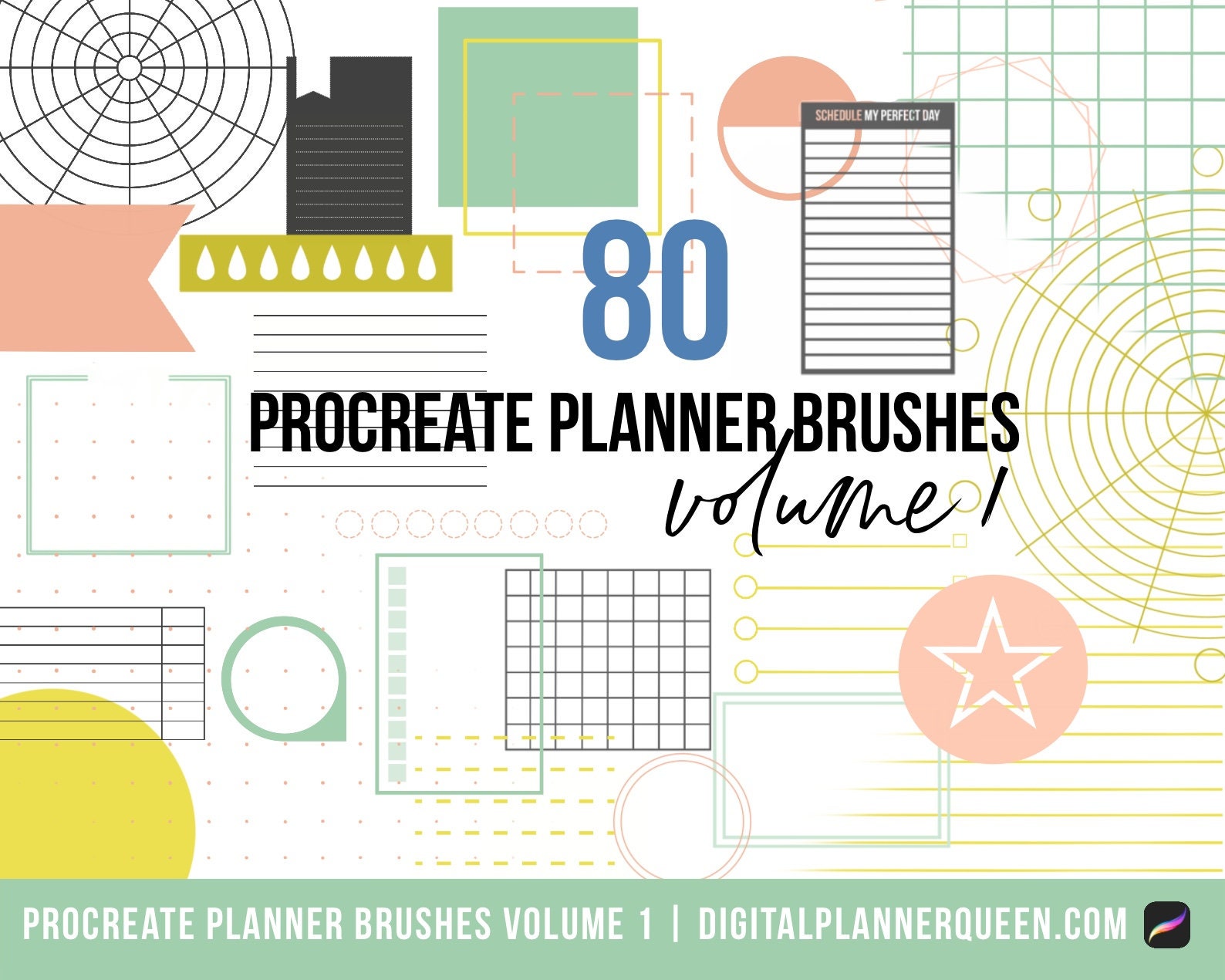 Procreate Stamp Brushes Procreate Planner Brush Pack Co Art Collectibles Drawing Illustration