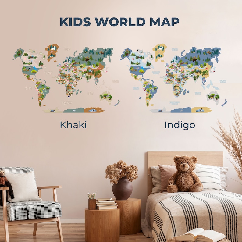 Large Wall Map, Educational World Map for Kids, Interactive Map of the ...