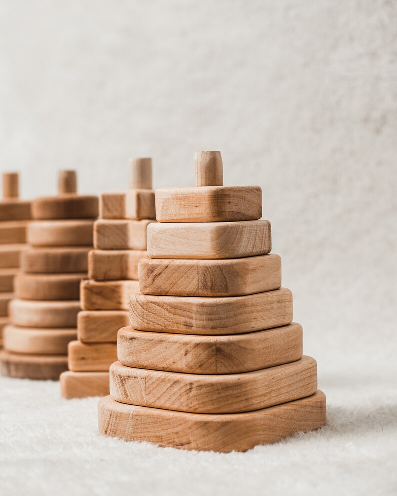Wooden Baby Toys Pyramid Stacker Stacking Toy Toddler - Etsy