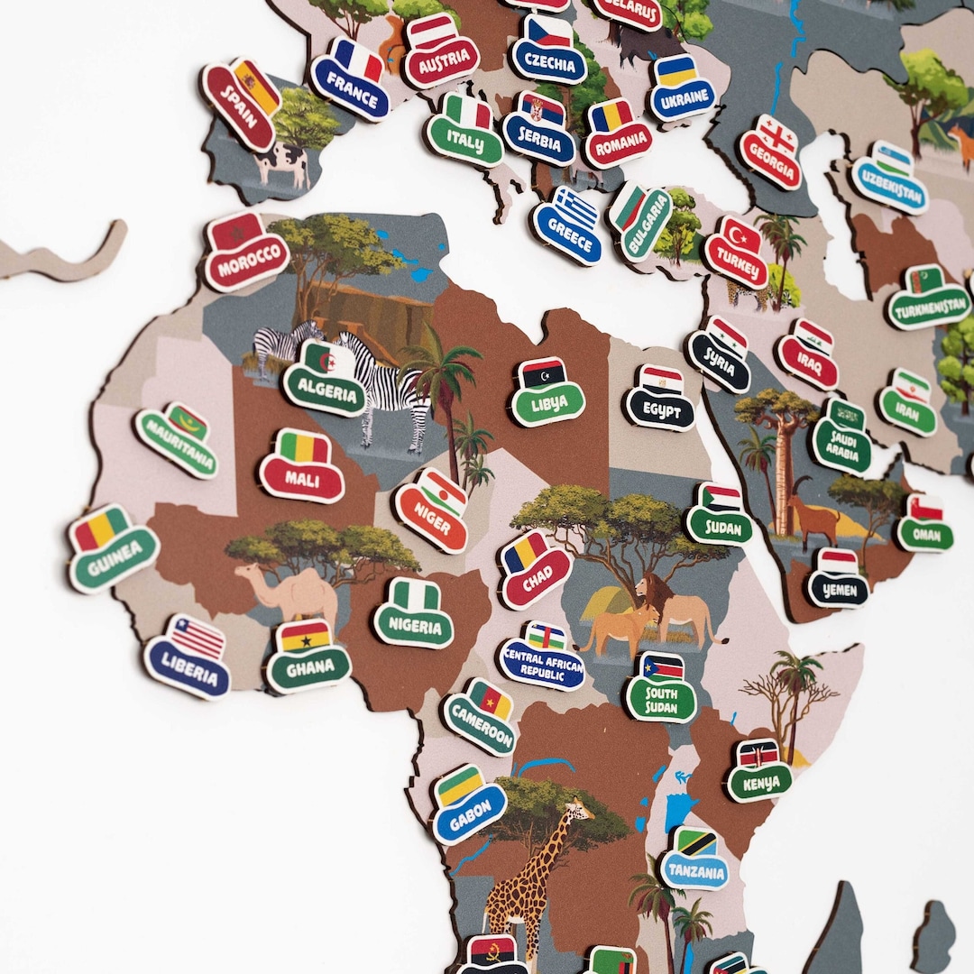 Nursery Decor, Interactive Wall Map of the World, Educational World Map ...