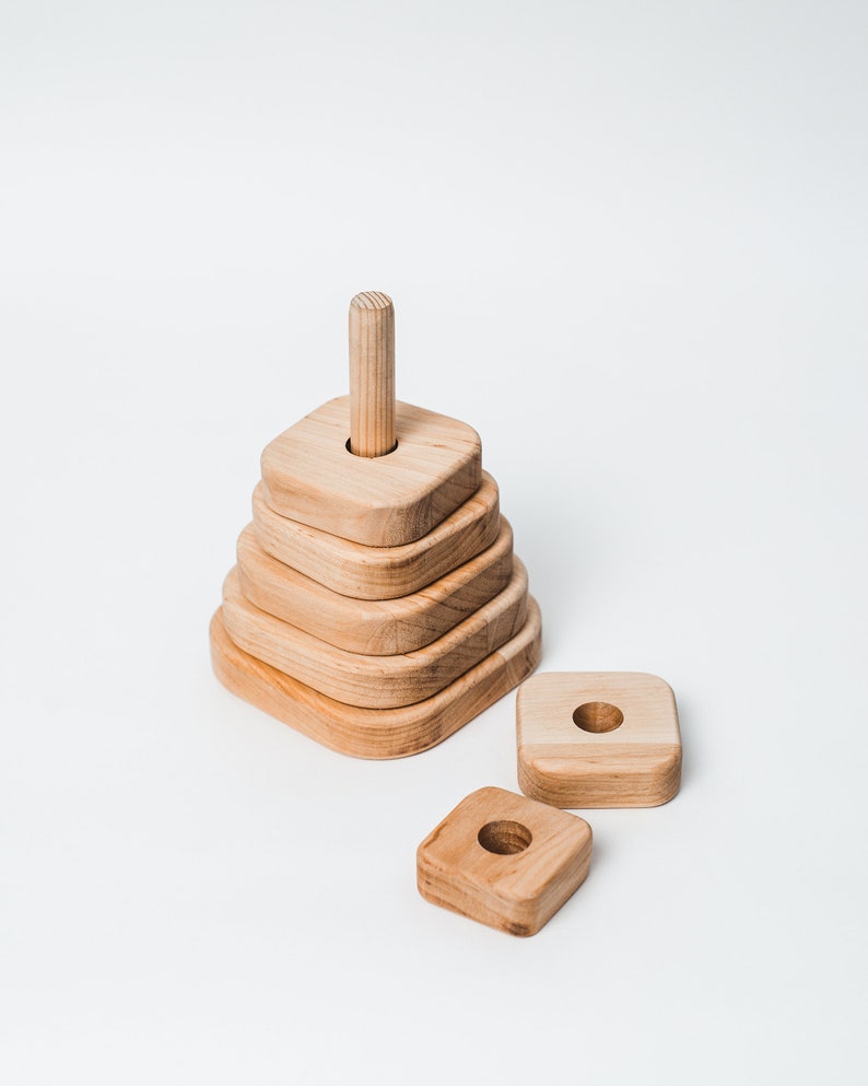 Wooden Baby Toys Pyramid Stacker Stacking Toy Toddler - Etsy