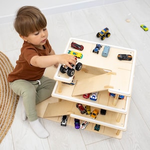 Montessori Toy Car Storage, Toy Car Parking Garage, Baby Boys Car ...