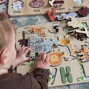 Name Puzzle Board, Forest Animal Puzzle, Baby Gift Personalized ...