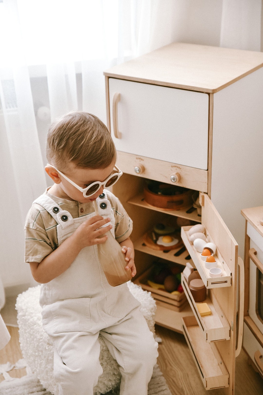 Refrigerator for Kids, Baby Wooden Refrigerator, Play Pretend ...