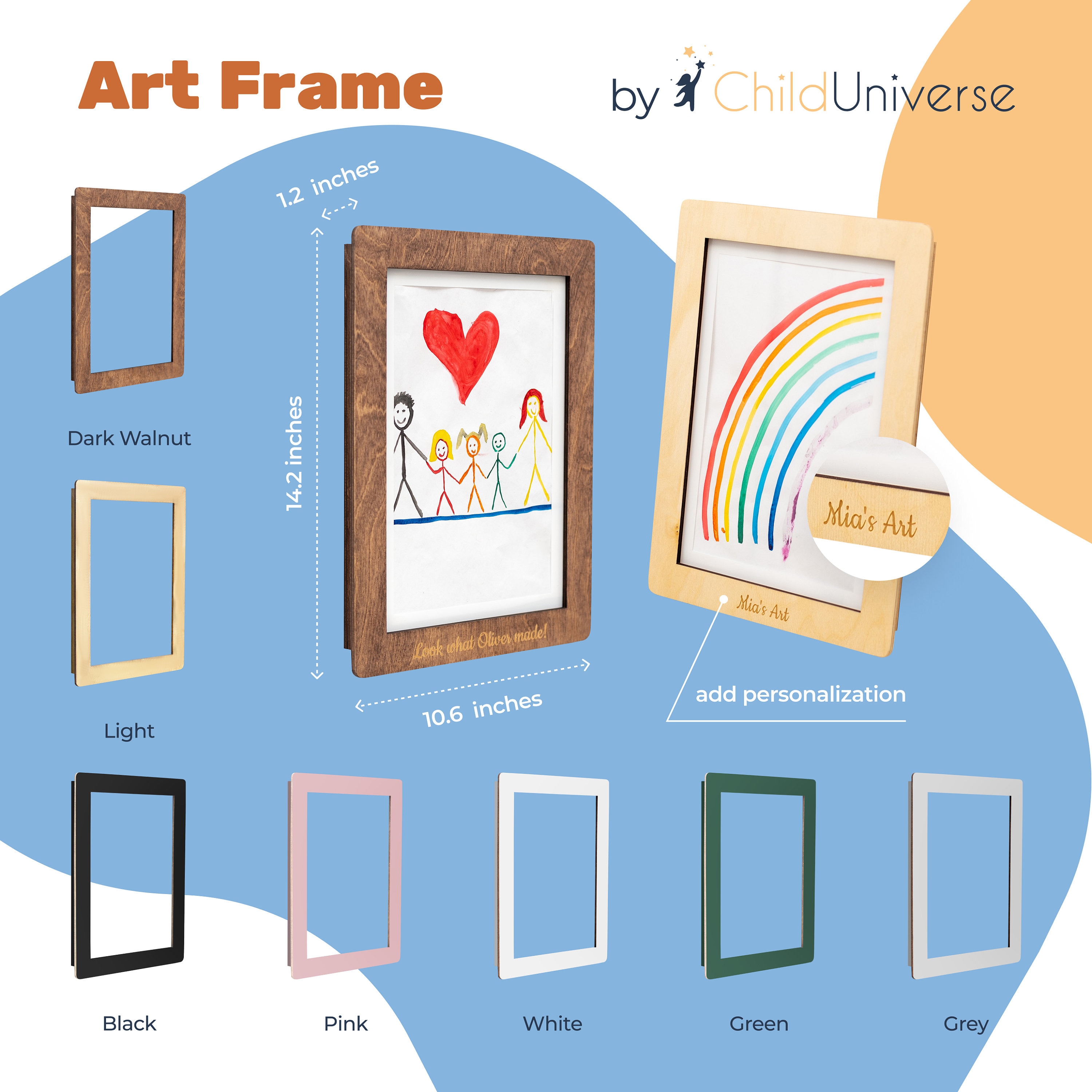 Personalized Art Frames, Nursery Decor, Kids Art Frame, Kids Artwork ...