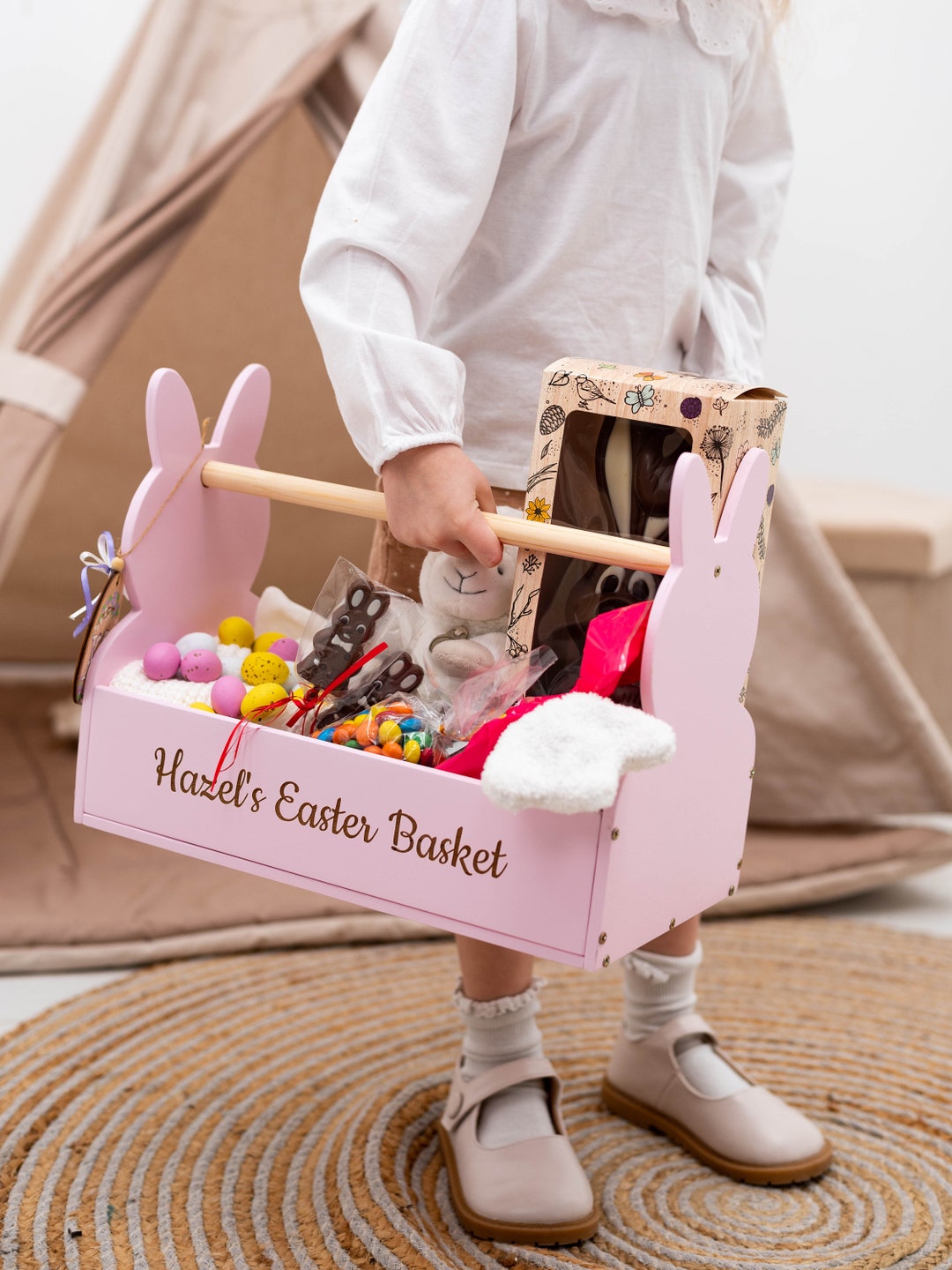 Pink Easter Basket, Baby Easter Basket, Egg Hunt Gift Basket ...