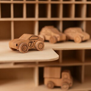 Wooden Toy Car Garage, Car Storage, Playset for Kids, Vehicle Garage ...