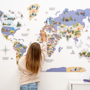 Large Wall Map, Educational World Map for Kids, Interactive Map of the ...