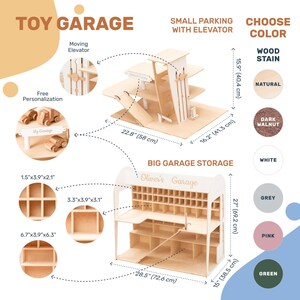 Boy Birthday Gift, Wooden Toy Parking Garage With Elevator, Toy Car ...