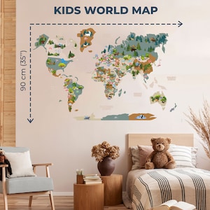 Kids World Map Nursery Decor Interactive Wall Map for Child - Etsy