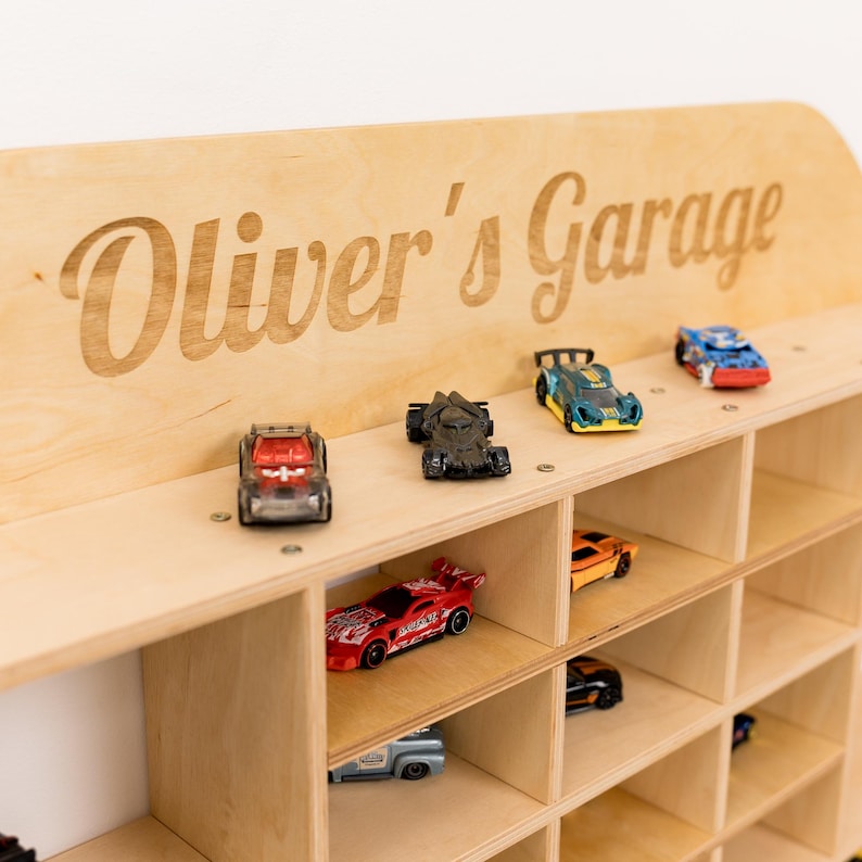 Wall Toy Cars Shelf, Wooden Car Display Case, Kids Room Storage ...