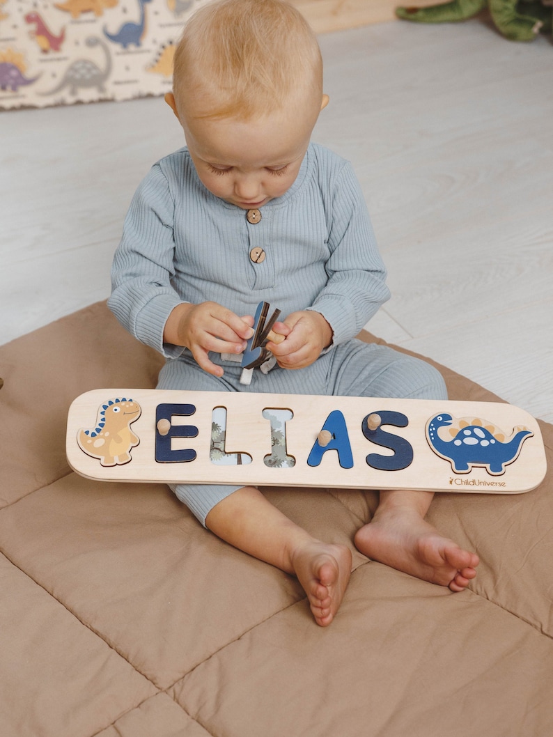 Baby Boy Name Puzzle Personalized Gift for Baby Wooden Toys - Etsy