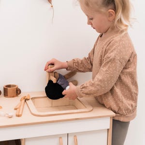 White Baby Kitchen Set, Wooden Montessori Kitchen, Playroom Furniture ...