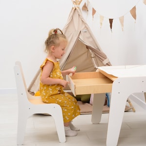 Kids Table, Birthday Baby Gift, Wood Table, Baby Table and Chair, Desk ...