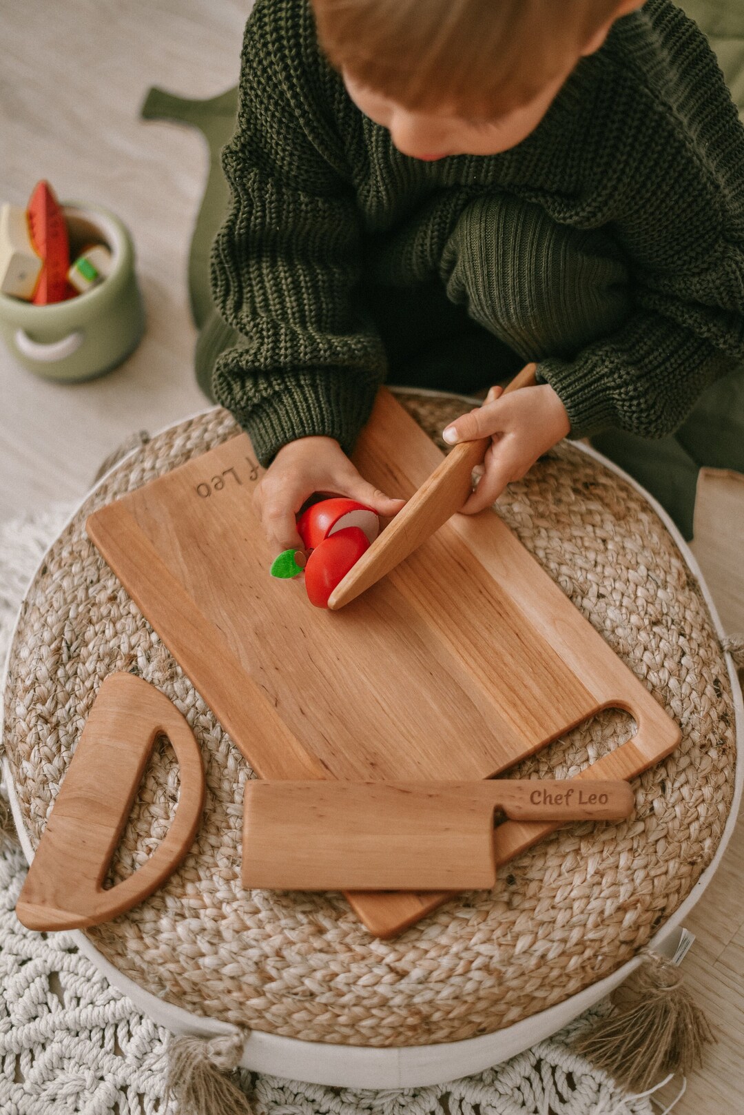 Montessori Toys, Child Gift, Cutting Board and Safe Wooden Knife for ...