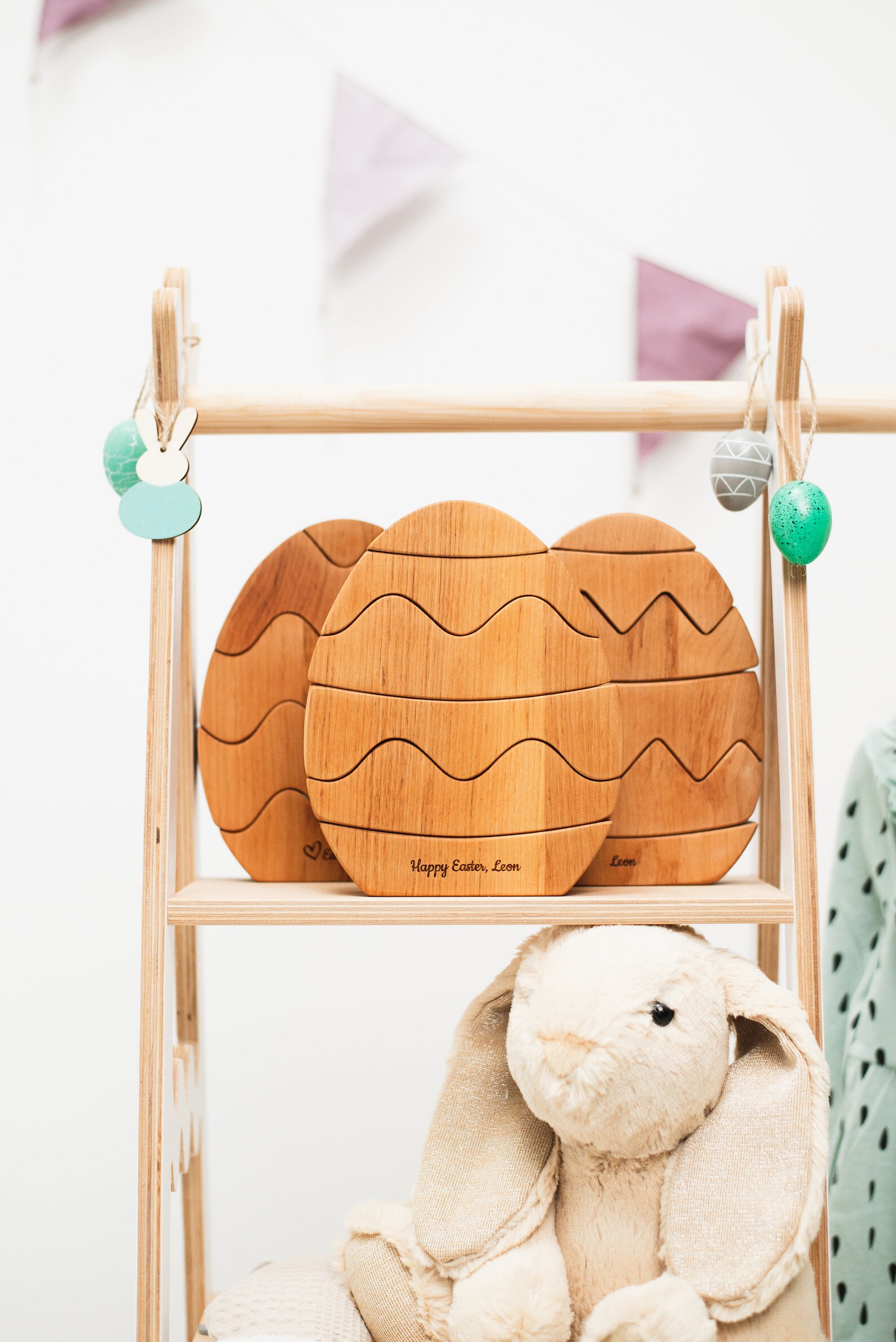 Easter Egg Stacker Wooden Baby Toy, Montessori Motor Skill Toys ...