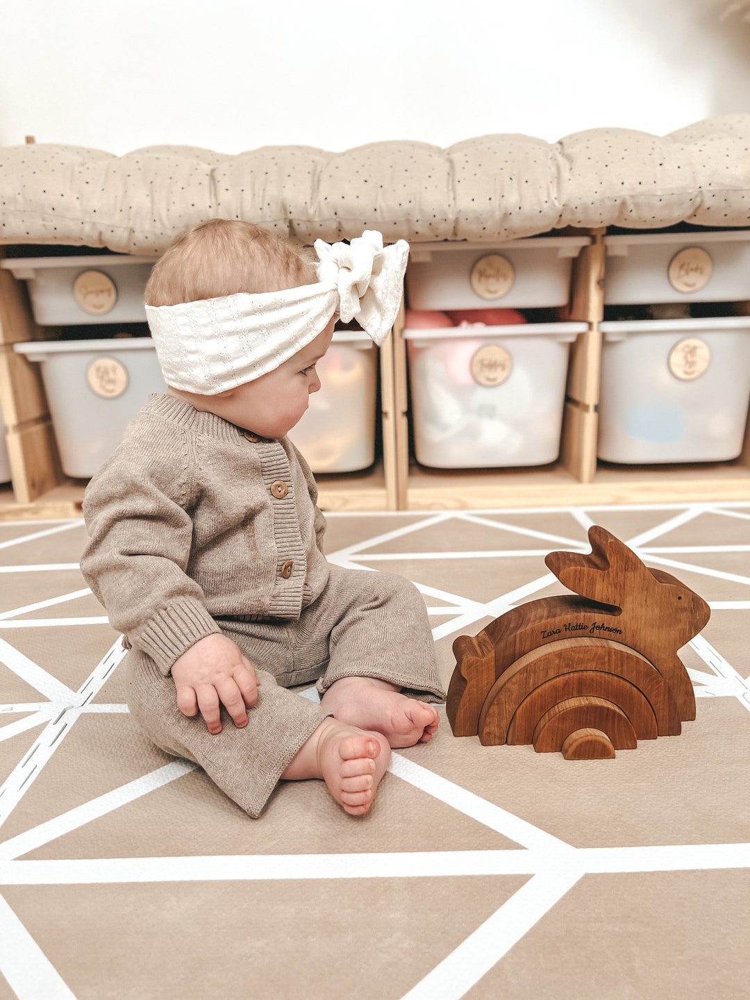 Easter Bunny Toy, Bunny Stacker Toy Wooden, Personalised Easter Bunny ...