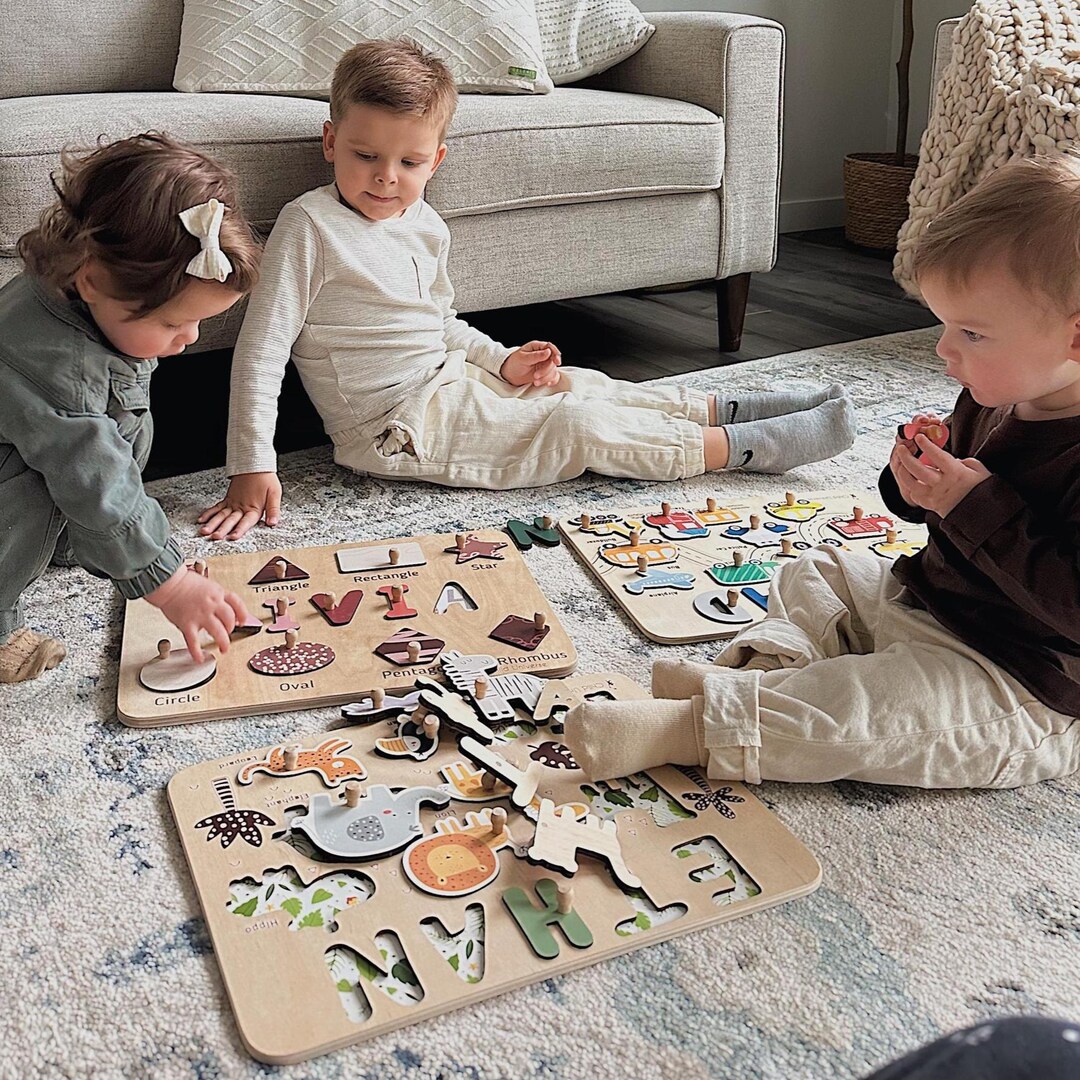 Jungle Animals Puzzle Board, Birthday Gift for Kids, Safari Nursery ...