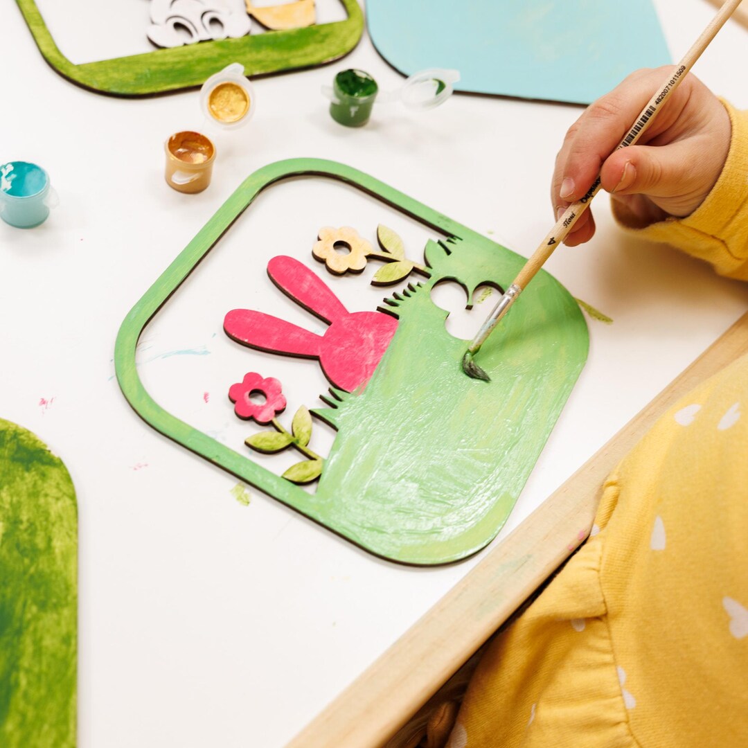 Bunny Easter DIY Craft Kit, 3D Wooden Coloring Activity for Kids ...