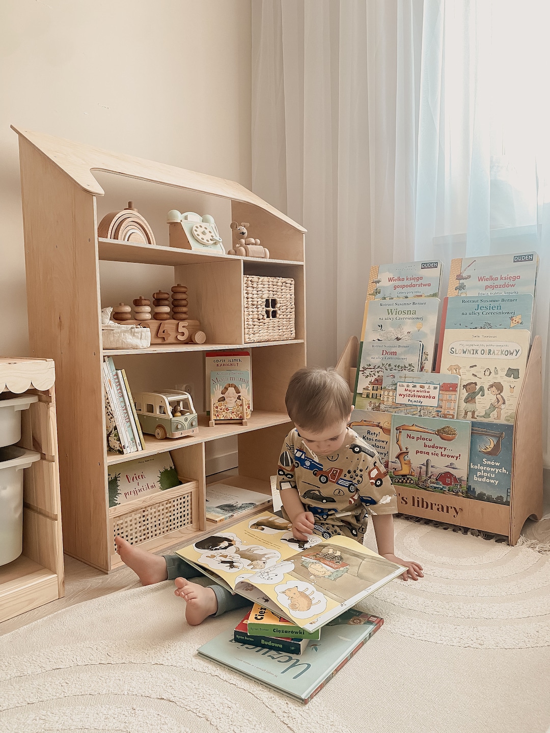 Large Wooden Bookcase, Large Baby Shelf, Personalized Shelf, Wooden ...