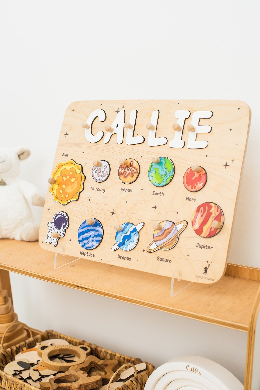 Space Name Puzzle Board, Custom Name Puzzle, Personalized Gift for Baby ...