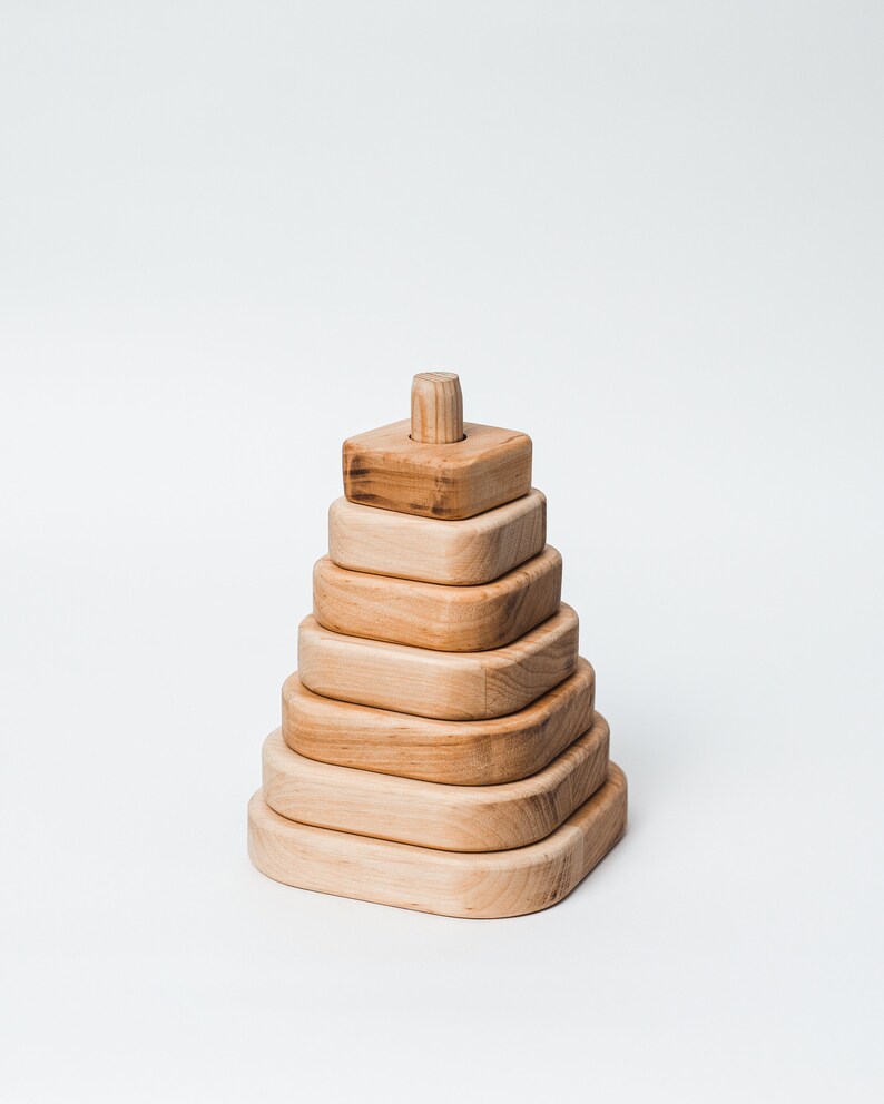 Wooden Baby Toys Pyramid Stacker Stacking Toy Toddler - Etsy