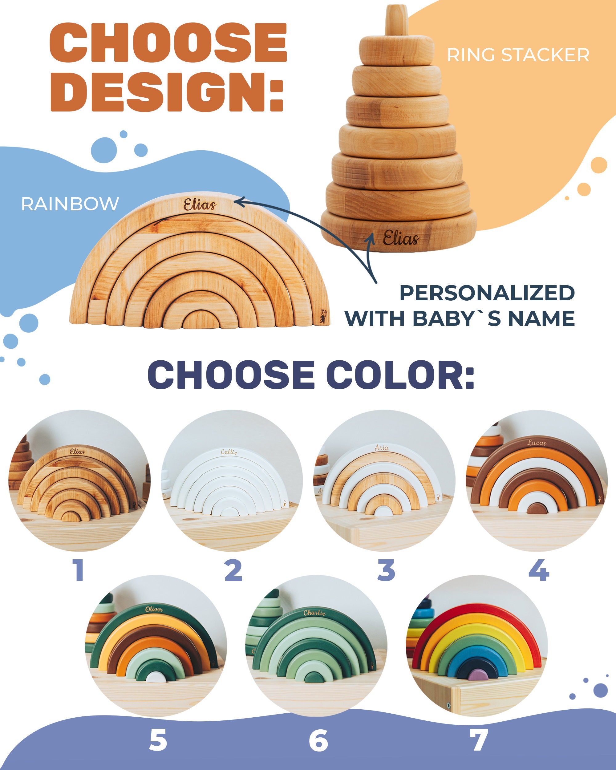 Ring Stacker Personalized Toy for Toddler Christmas Gift Baby | Etsy