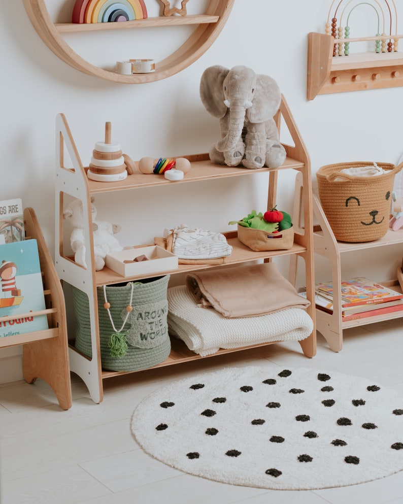 Toy Storage Montessori Wooden Open Shelf Kids Playroom - Etsy