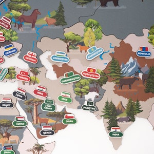 Large Wall Map, Educational World Map for Kids, Interactive Map of the ...