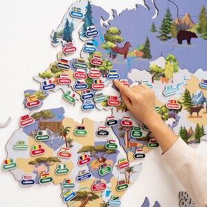 Large Wall Map, Educational World Map for Kids, Interactive Map of the ...