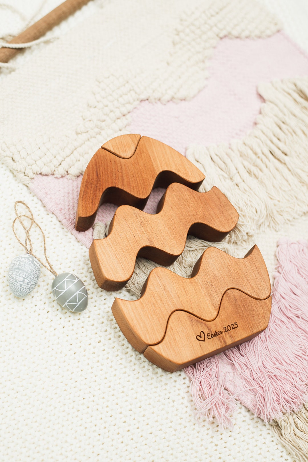 Easter Egg Stacker Wooden Baby Toy, Montessori Motor Skill Toys ...