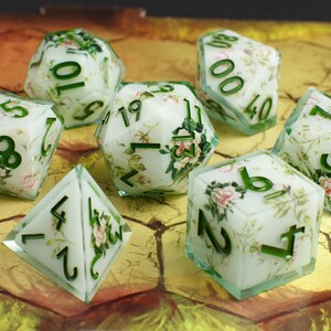 Elven Grove Dice Set - Handmade Layered Resin D&D Dice - Green Flower ...