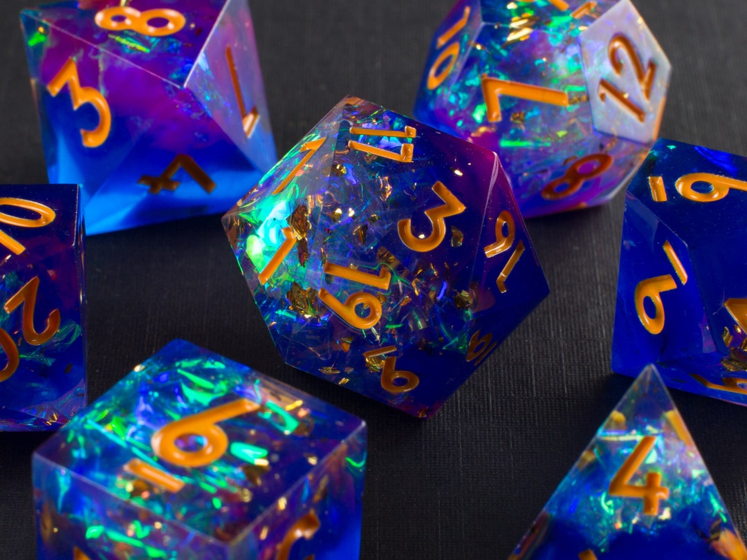 Alchemist's Fire Handmade Sharp Dice Blue/purple Color in Clear Resin ...
