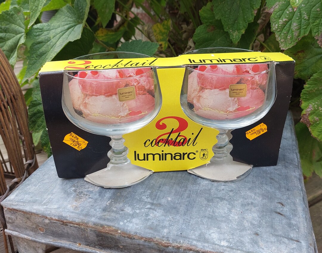 Neue Vintage LUMINARC CocktailGLÄSER Verrerie Cristallerie d'ARQUES J.G ...