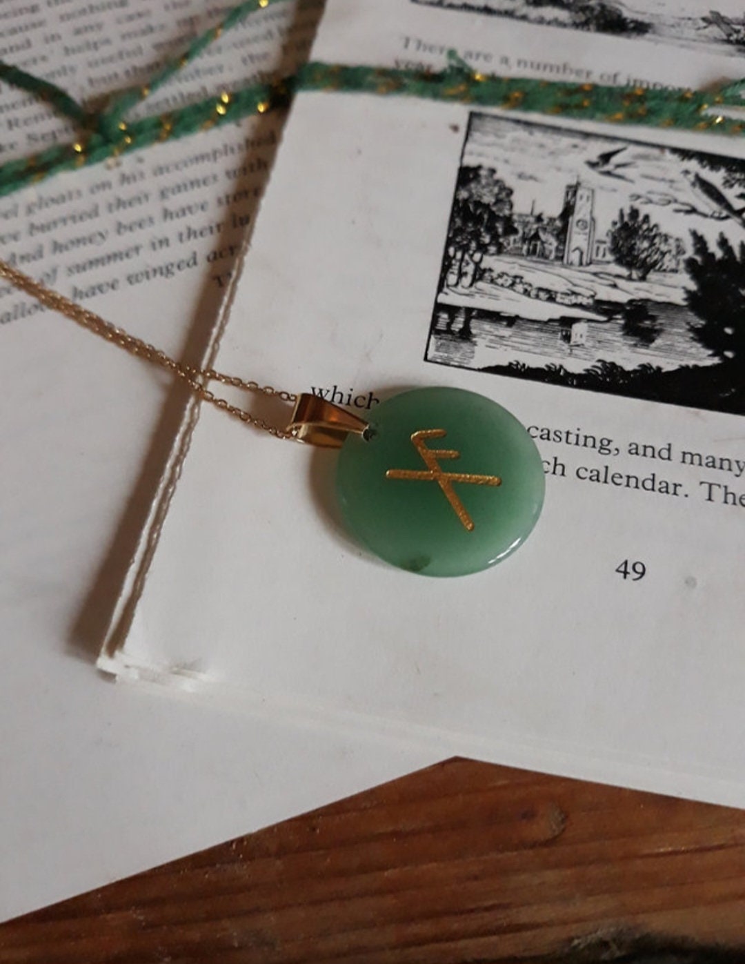 Runic Talisman - Luck - Lucky Charm - Futhark Runes - Green Aventurine ...